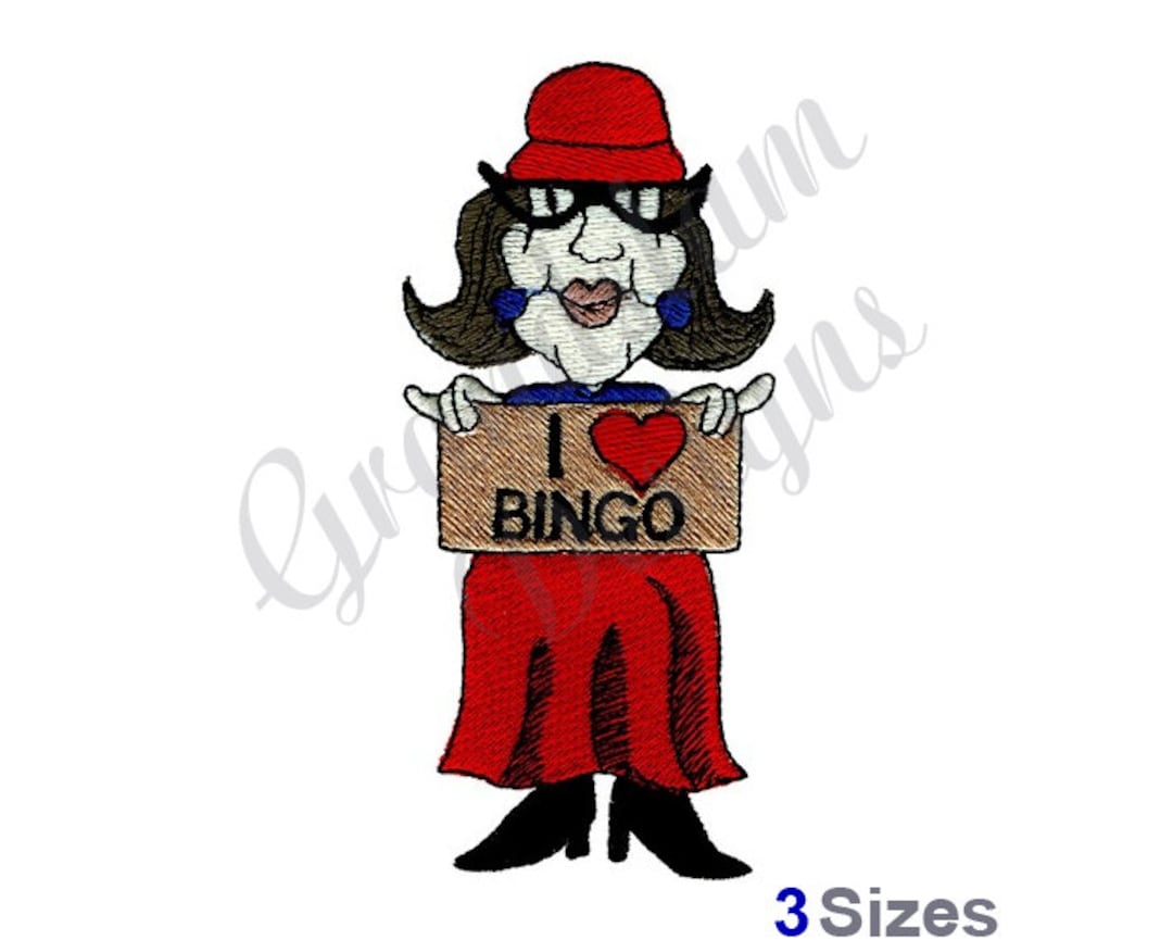 Love Bingo Lady -machine Embroidery Design, Embroidery Designs, Machine ...