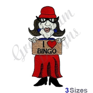Love Bingo Lady -machine Embroidery Design, Embroidery Designs, Machine ...