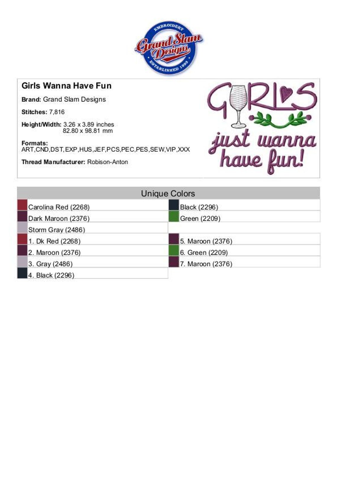 Girls Wanna Have Fun - Machine Embroidery Design, Embroidery Designs ...