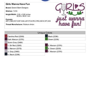 Girls Wanna Have Fun - Machine Embroidery Design, Embroidery Designs ...