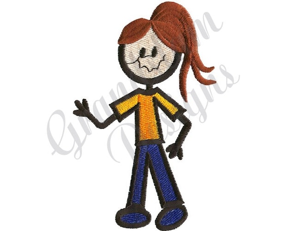 Stick Girl Machine Embroidery Design | Etsy