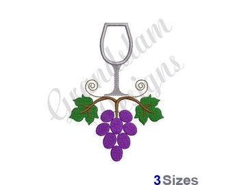 Wine Machine Embroidery Design Digital Machine Embroidery Grapes Wine ...