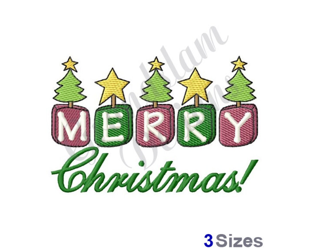 Merry Christmas - Machine Embroidery Design - Etsy