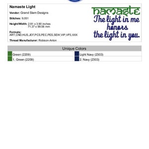 Namaste Light - Machine Embroidery Design - Etsy