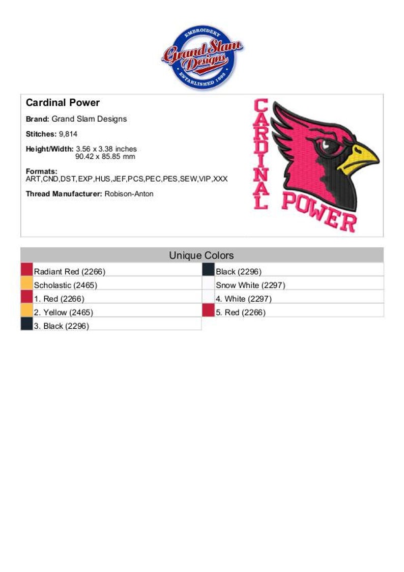 Cardinal Power - Machine Embroidery Design - Etsy
