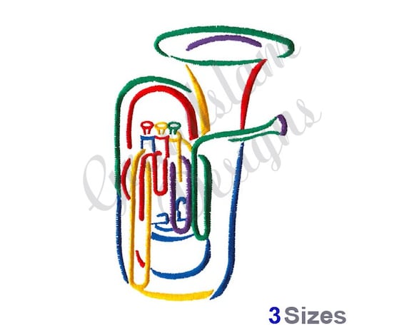 Tuba Outline Machine Embroidery Design Embroidery Designs | Etsy