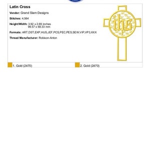 Latin IHS Cross - Machine Embroidery Design - Etsy