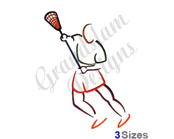 Lacrosse Player Outline Machine Embroidery Design | Etsy