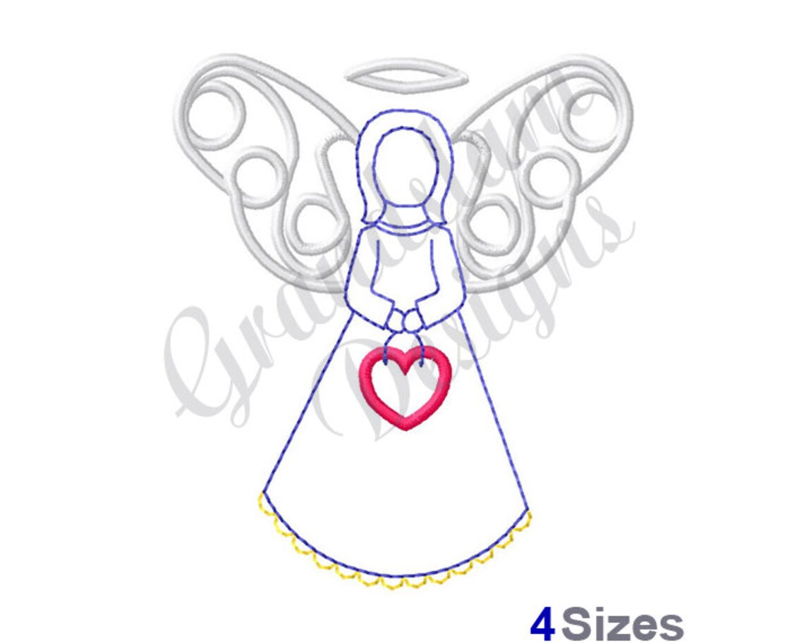 Angel Outline Redwork Machine Embroidery Design - Etsy