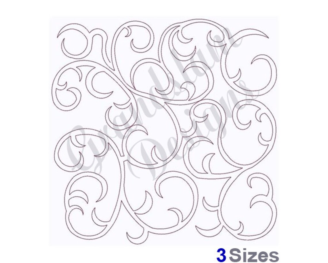 Curlicue Square Machine Embroidery Design (instant Download) - Etsy