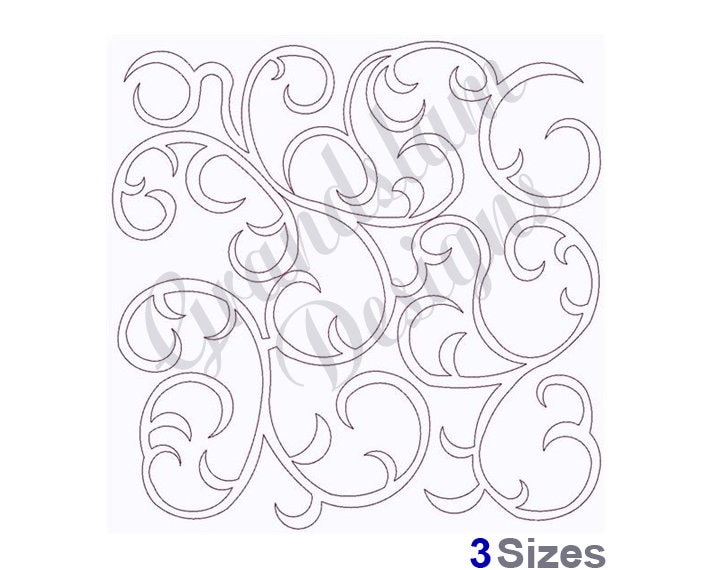 Curlicue Square Machine Embroidery Design Embroidery - Etsy