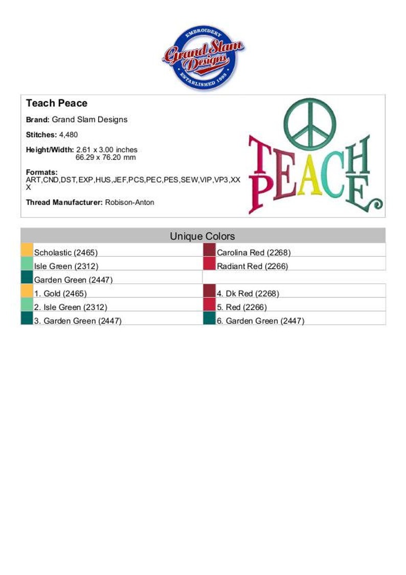 Teach Peace Sign - Machine Embroidery Design - Etsy