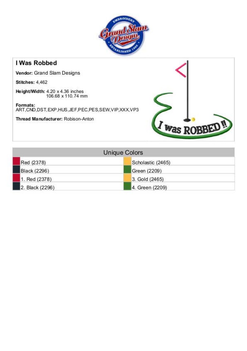 Golf I Was Robbed!! - Machine Embroidery Design, Embroidery Designs ...