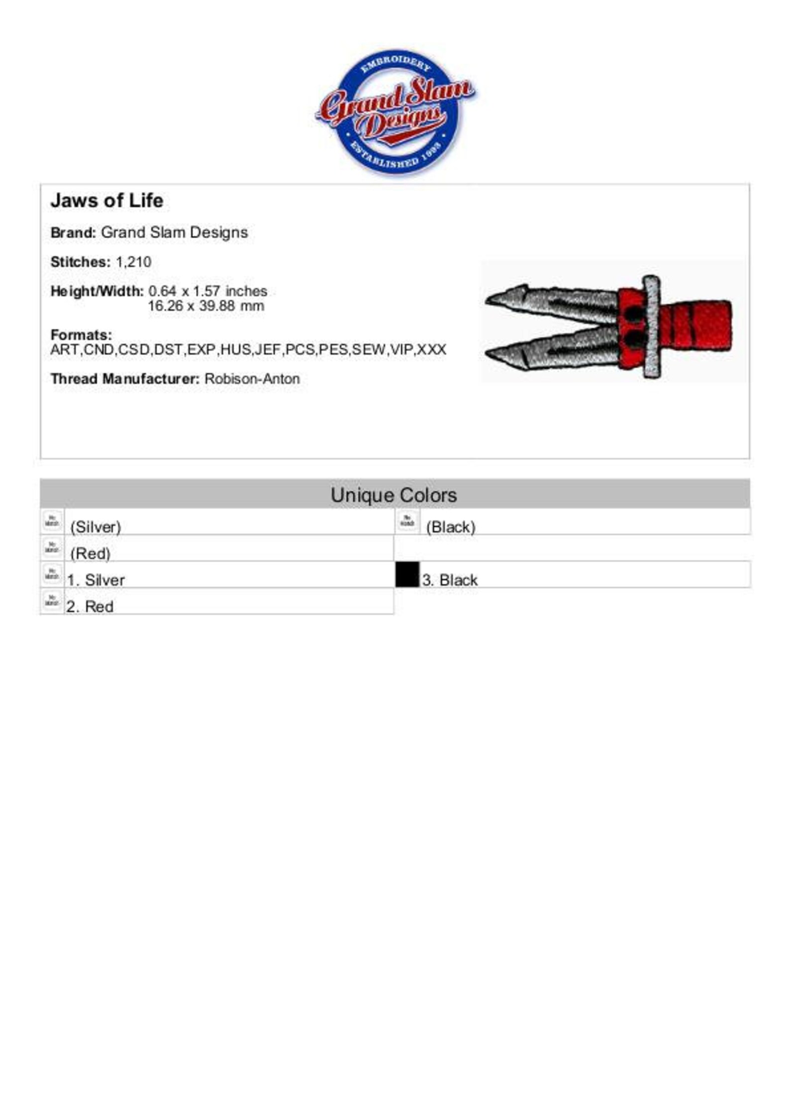 Jaws of Life Machine Embroidery Design, Embroidery Designs, Machine ...