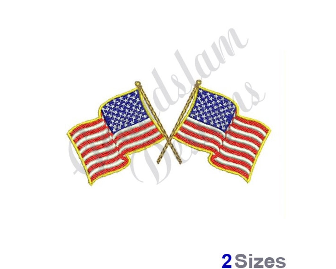 Crossed American Flags - Machine Embroidery Design, Embroidery Designs ...