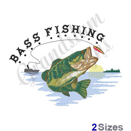 Bass Fishing Scene Machine Embroidery Design | Etsy