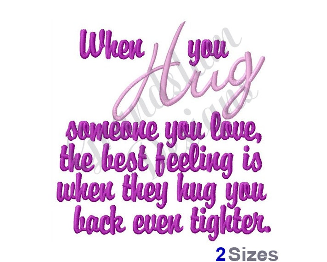 Hug Tighter - Machine Embroidery Design - Etsy