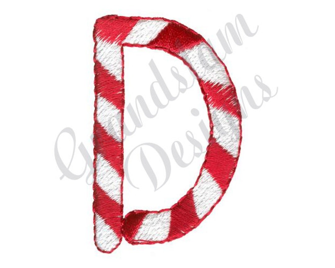 Candy Cane Letter D Machine Embroidery Design Embroidery Designs Embroidery Embroidery