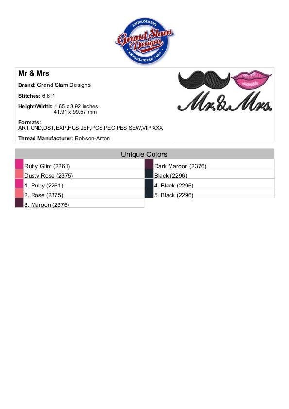 Mr & Mrs Machine Embroidery Design - Etsy