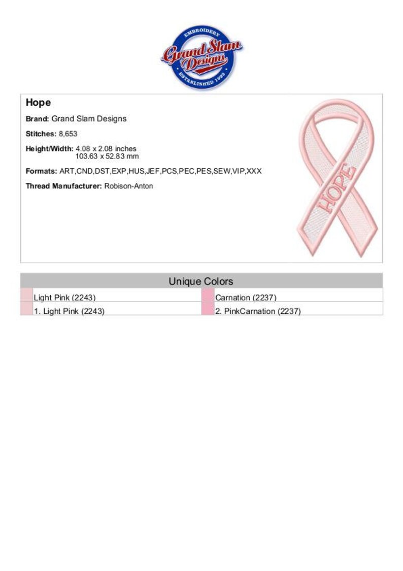 Hope Breast Cancer Ribbon Machine Embroidery Design | Etsy