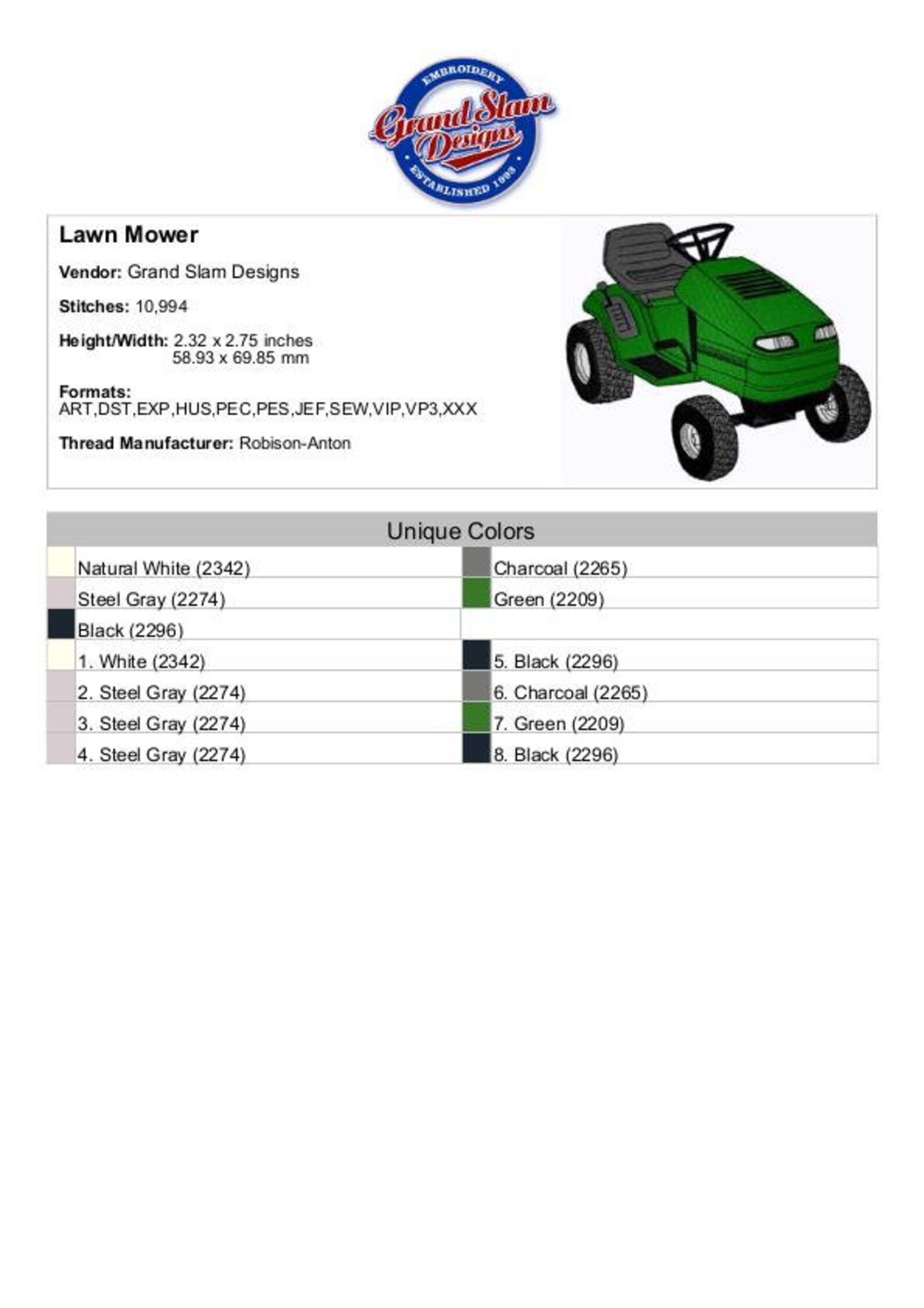Lawn Mower No Deck - Machine Embroidery Design, Embroidery Designs ...