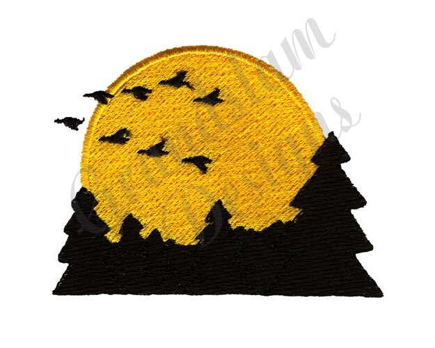 Geese Sunset Machine Embroidery Design - Etsy