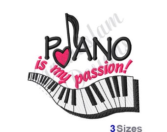 Piano Keys & Rose Machine Embroidery Design - Etsy
