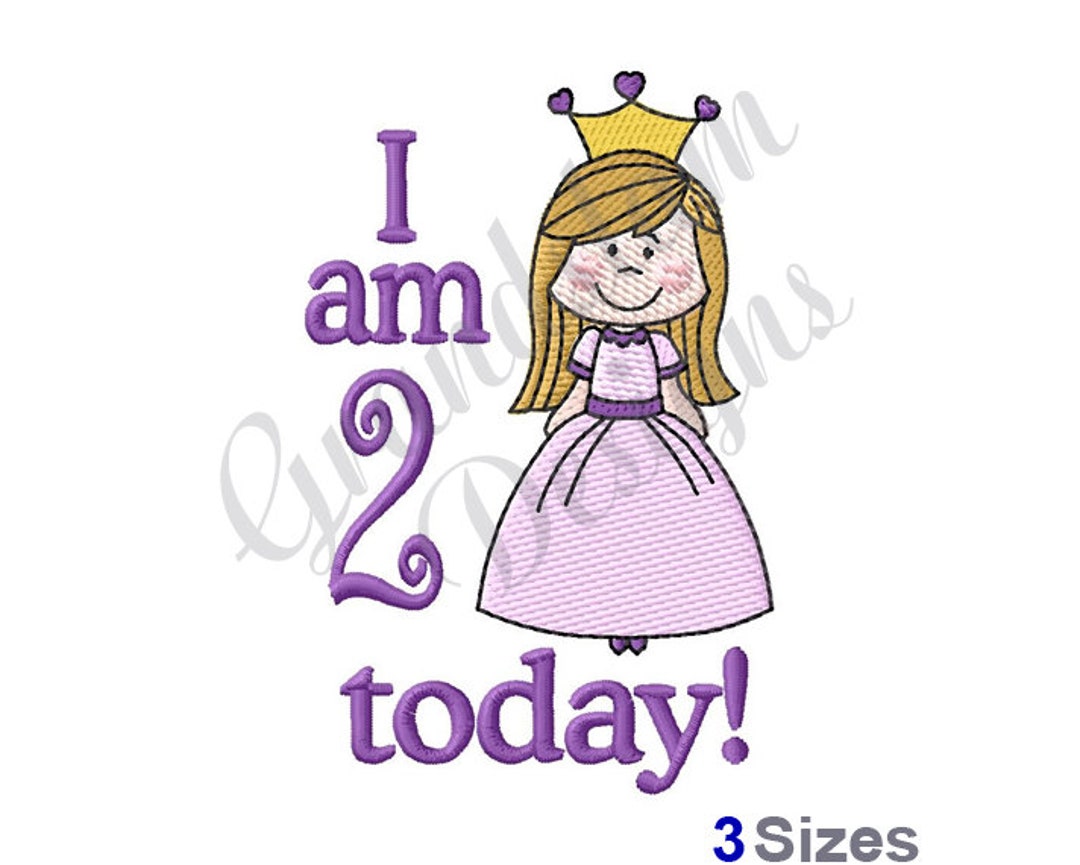 I Am Two Today - Machine Embroidery Design - Etsy UK