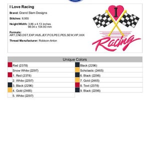 I Love Racing - Machine Embroidery Design - Etsy