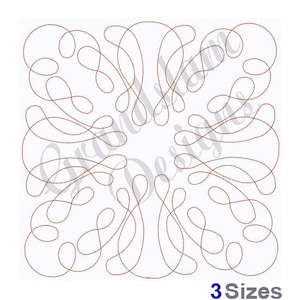 Squiggle Block Continuous Stitch Quilt Block - Machine Embroidery ...
