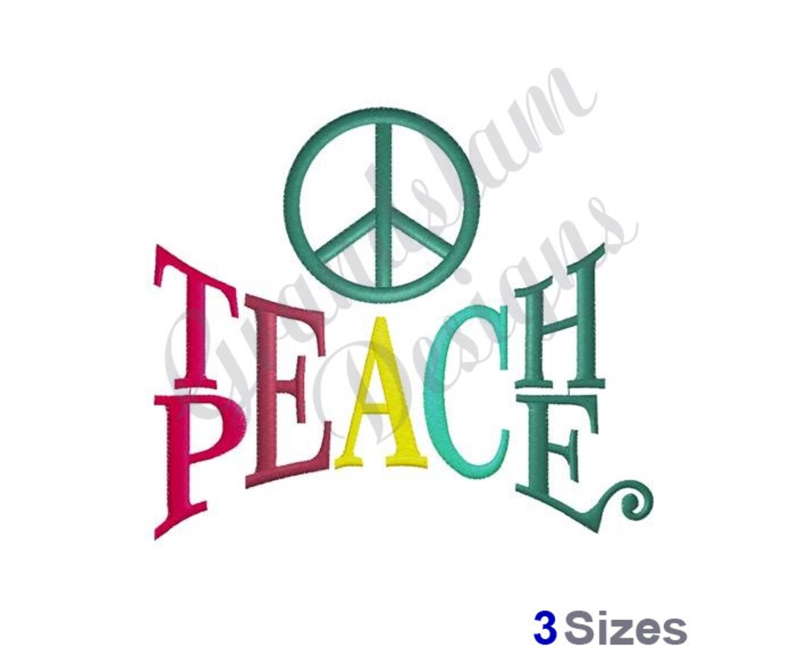 Teach Peace Sign - Machine Embroidery Design - Etsy