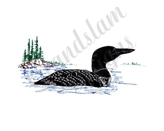 Loon Bird Machine Embroidery Design Embroidery Designs - Etsy
