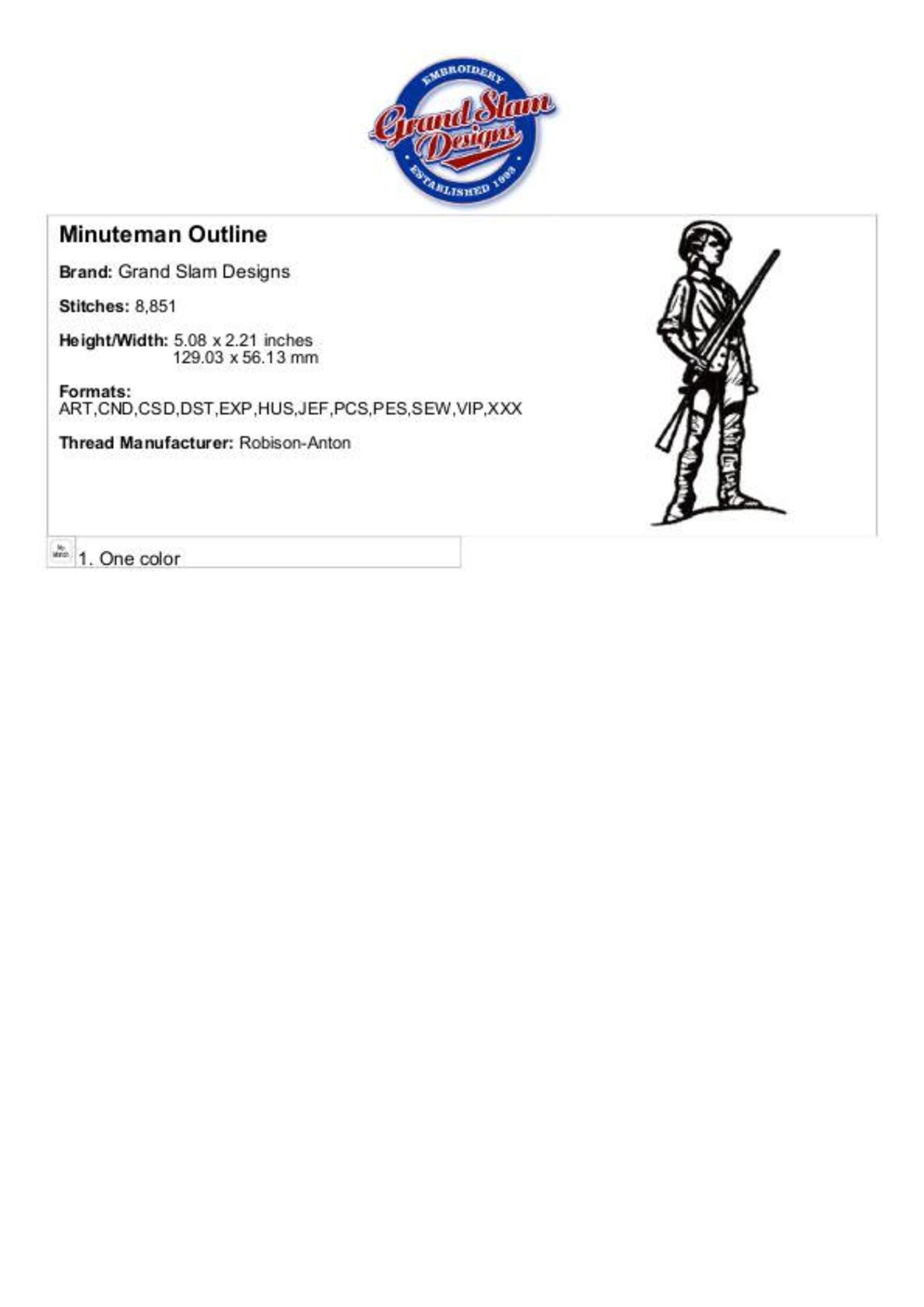 Minuteman Outline Machine Embroidery Design Embroidery | Etsy