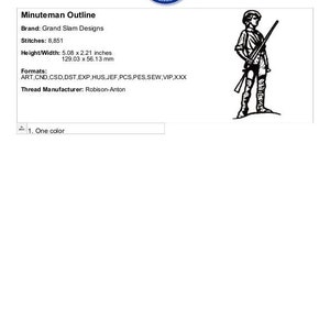 Minuteman Outline Machine Embroidery Design, Embroidery Designs ...