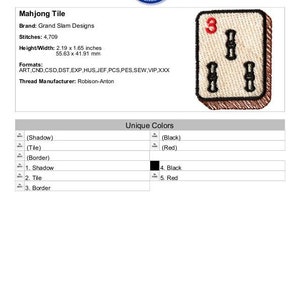 Mahjong Tile - Machine Embroidery Design - Etsy