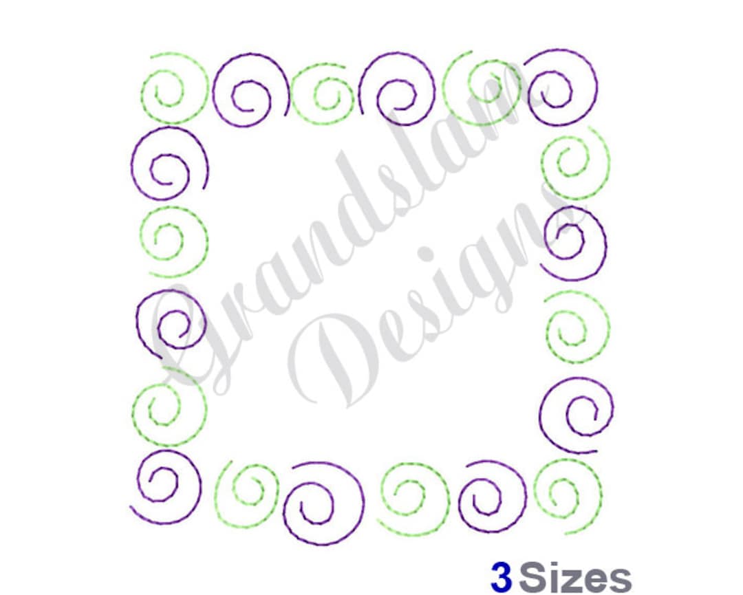Squiggly Border Redwork Quilt Square- Machine Embroidery Design ...