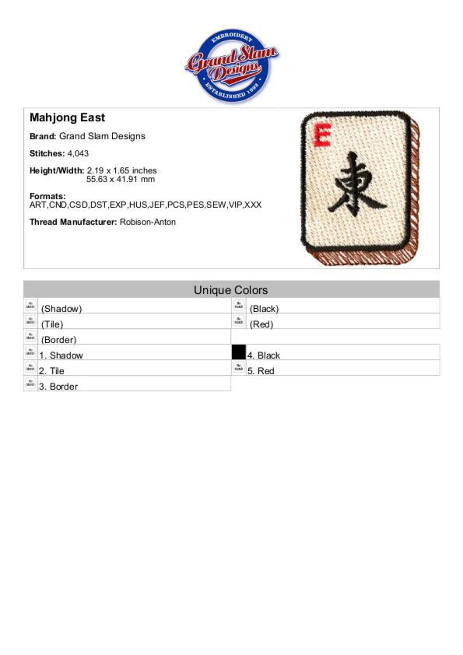 Mahjong East Tile Machine Embroidery Design | Etsy