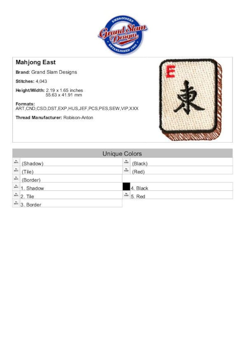 Mahjong East Tile - Machine Embroidery Design - Etsy