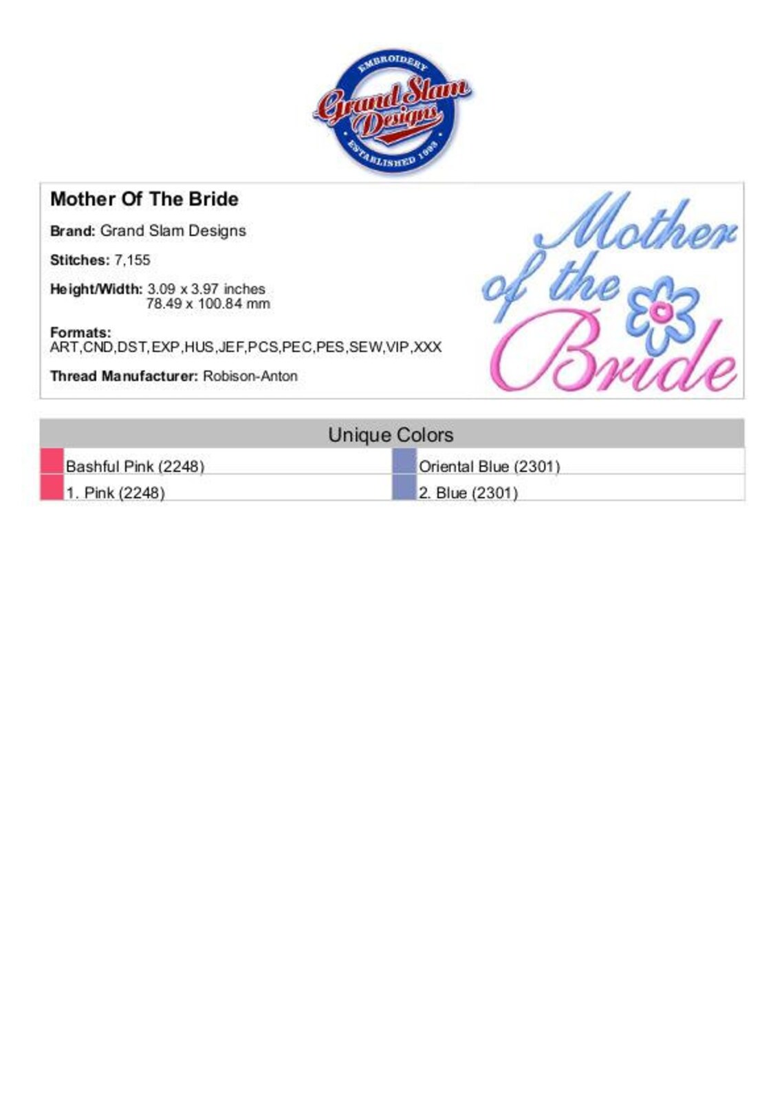 Mother of the Bride Machine Embroidery Design - Etsy