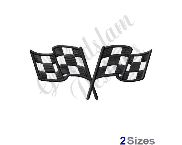 Crossed Racing Flags Machine Embroidery Design | Etsy