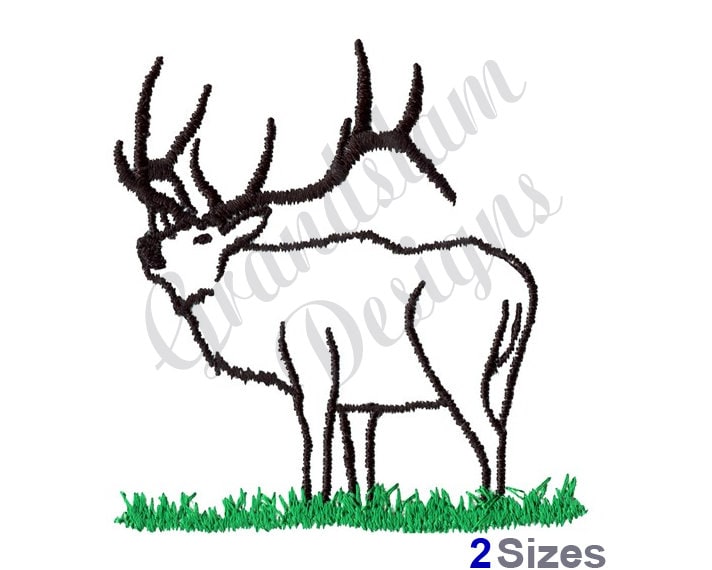 Elk Outline Machine Embroidery Design Embroidery Designs - Etsy