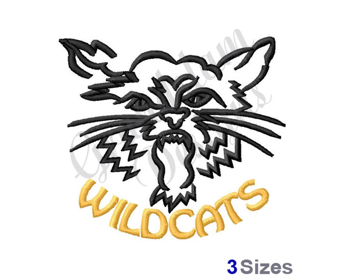 Wildcats Mascot Outline Machine Embroidery Design | Etsy