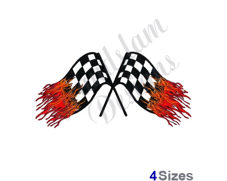 Fire Crossed Checkered Flags Machine Embroidery Design - Etsy
