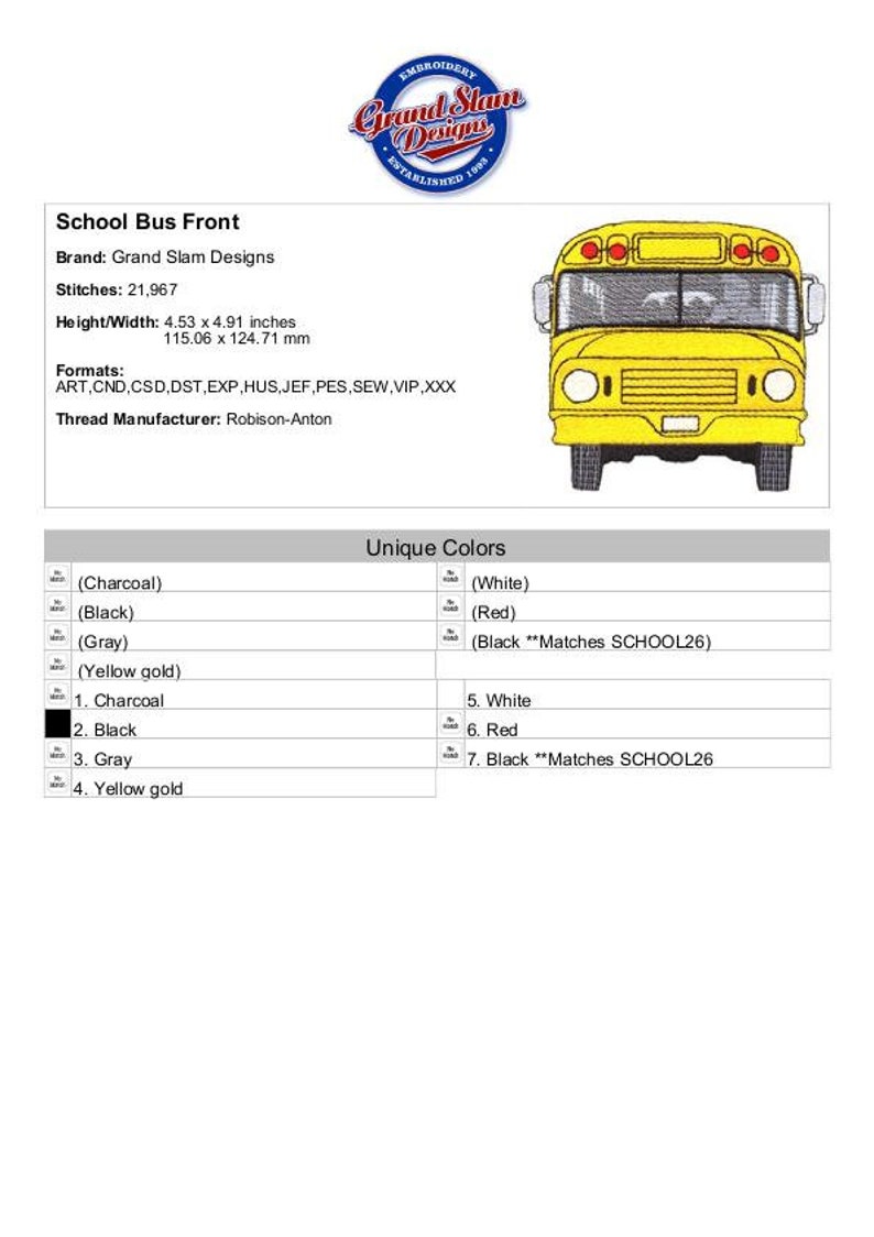 School Bus Front Machine Embroidery Design | Etsy