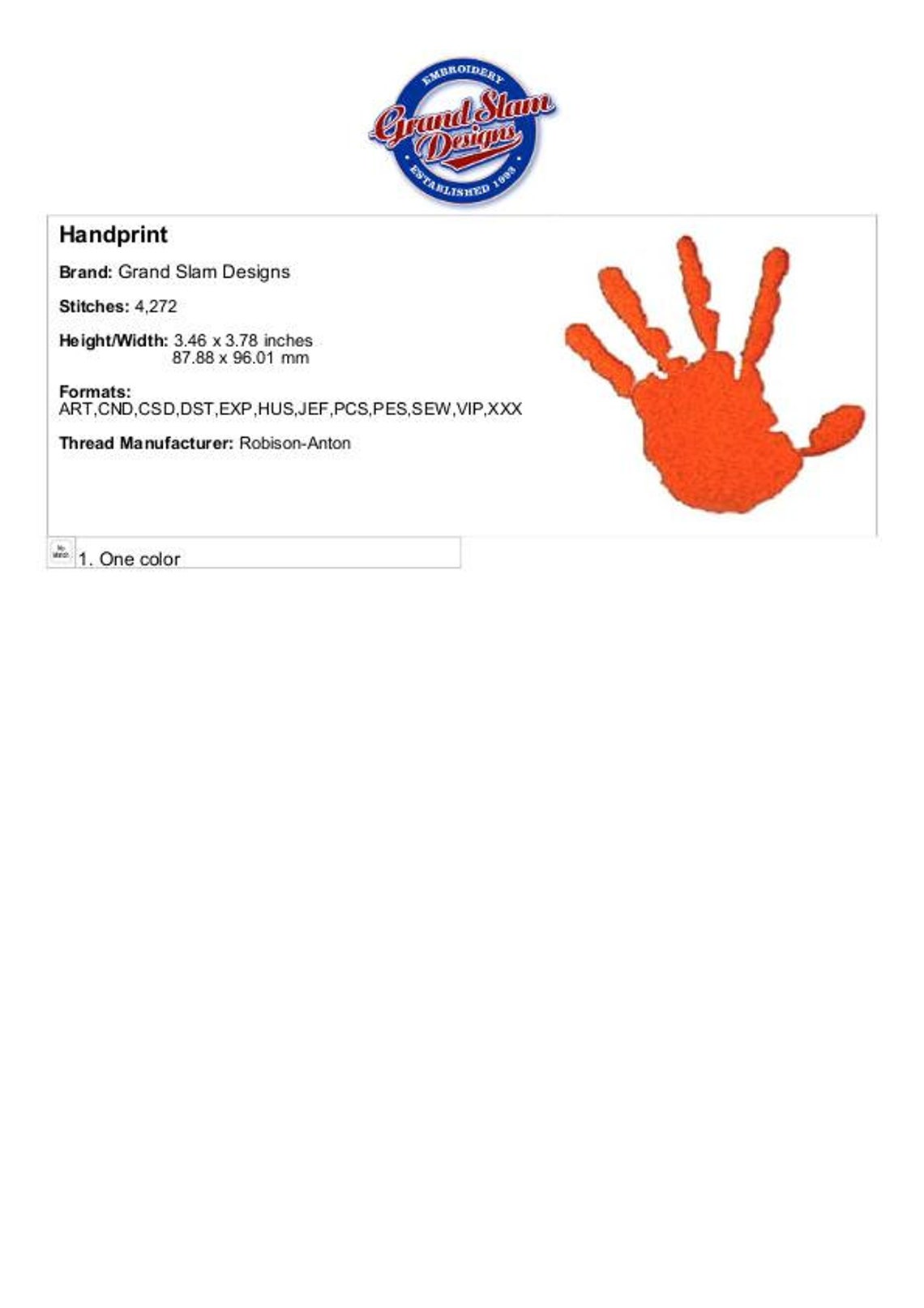 Handprint Machine Embroidery Design Embroidery Designs | Etsy