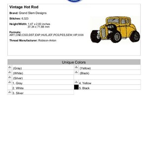Vintage Hot Rod Machine Embroidery Design, Embroidery Designs, Machine ...