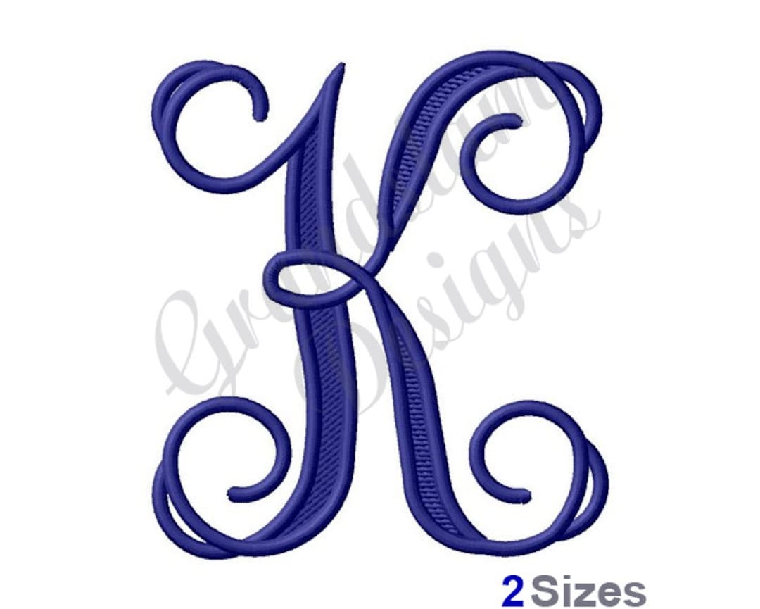 Vining Monogram Letter K - Machine Embroidery Design - Etsy