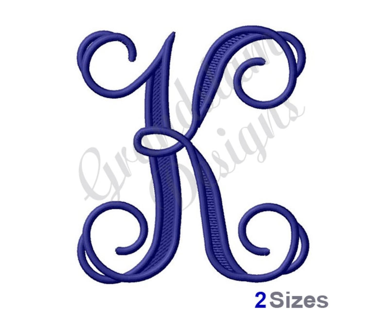 Vining Monogram Letter K - Machine Embroidery Design - Etsy