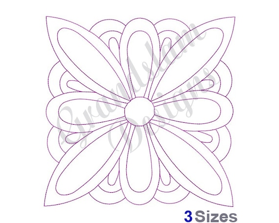 Flower Quilt Block Machine Embroidery Design Embroidery | Etsy