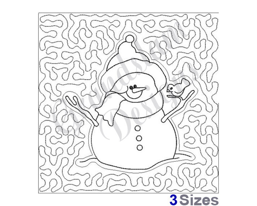 Snowman Quilt Square Machine Embroidery Design, Embroidery Designs ...